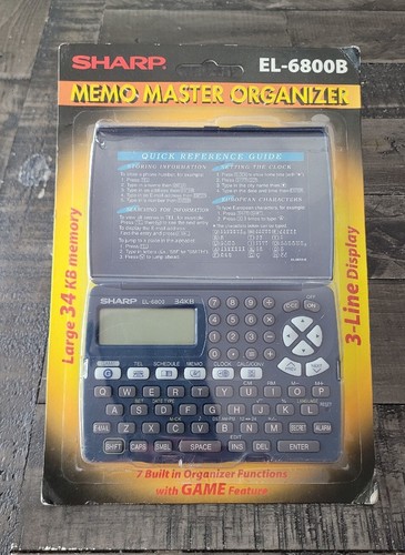 Sharp Memo Master EL-6800B Electronic Organizer Large 34KB Memory 3 ...