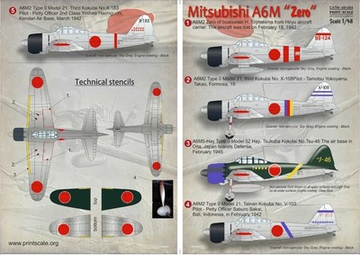 Print Scale 48-084 Mitsubishi A6M Zero Japanese Fighter Decals 1/48 ...