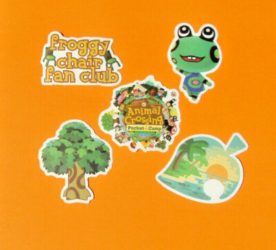 ANIMAL CROSSING 5 PIECE STICKER LOT FROGGY CHAIR FAN CLUB FROBERT FROG ...