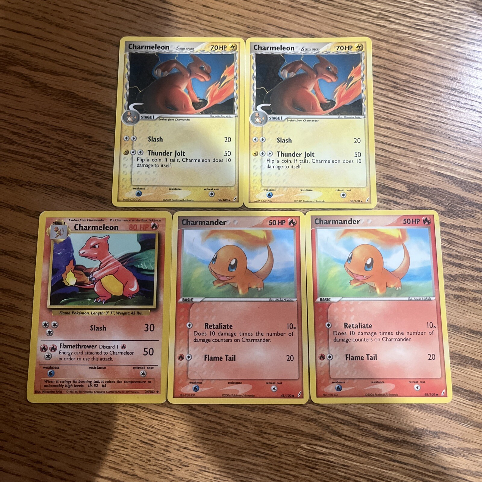 Lot of 5 Base Pokemon TCG • Charmander, Charmeleon 30/100, 48/100, 24/ ...
