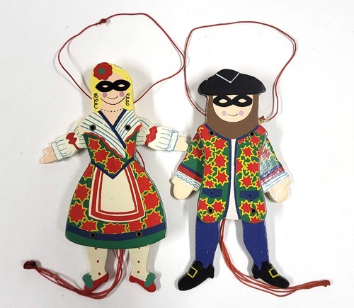 Vintage Jumping Jack Pull String Puppet Masked Pirates 2pcs 6" Wood ...