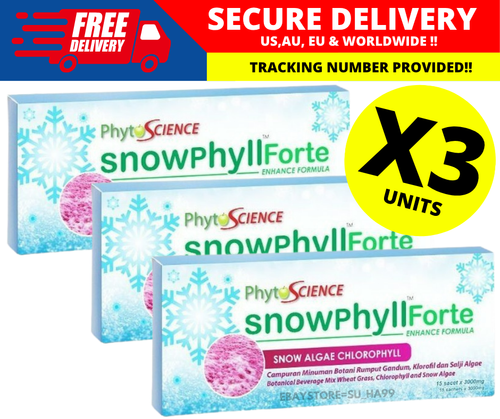 3 X Phytoscience Snowphyll Forte Snow Algae Chlorophyll & Mulberry Leaf ...