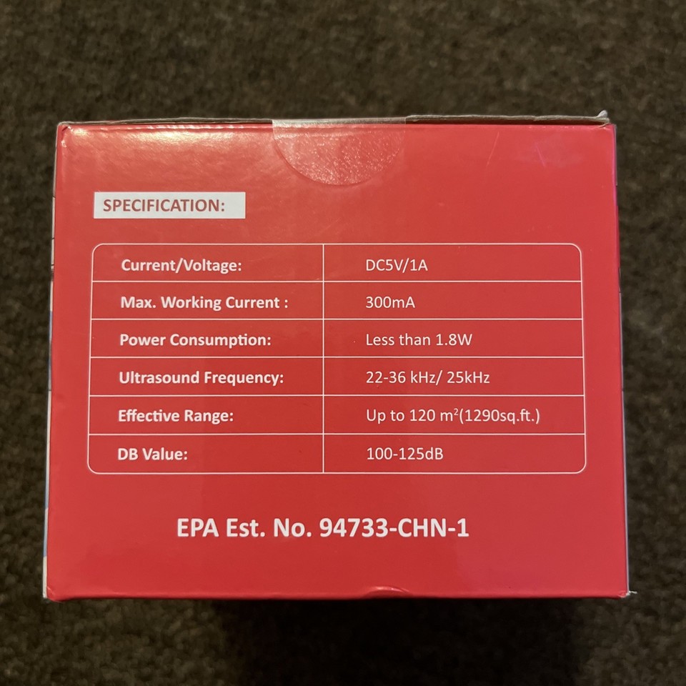 Qualirey UR02S BlackRed 1.8 Watts Ultrasonic Mouse Sentry With Manual ...