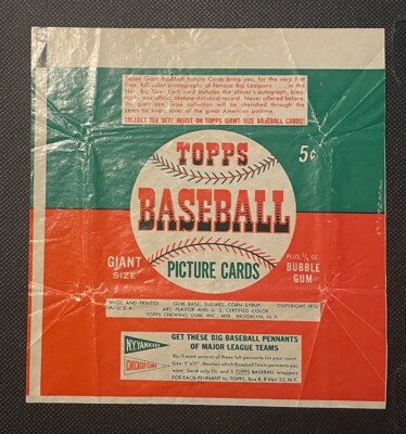 1952 Topps Baseball Wax Pack Wrapper 5 Cent Mantle Rookie Year ORIGINAL ...