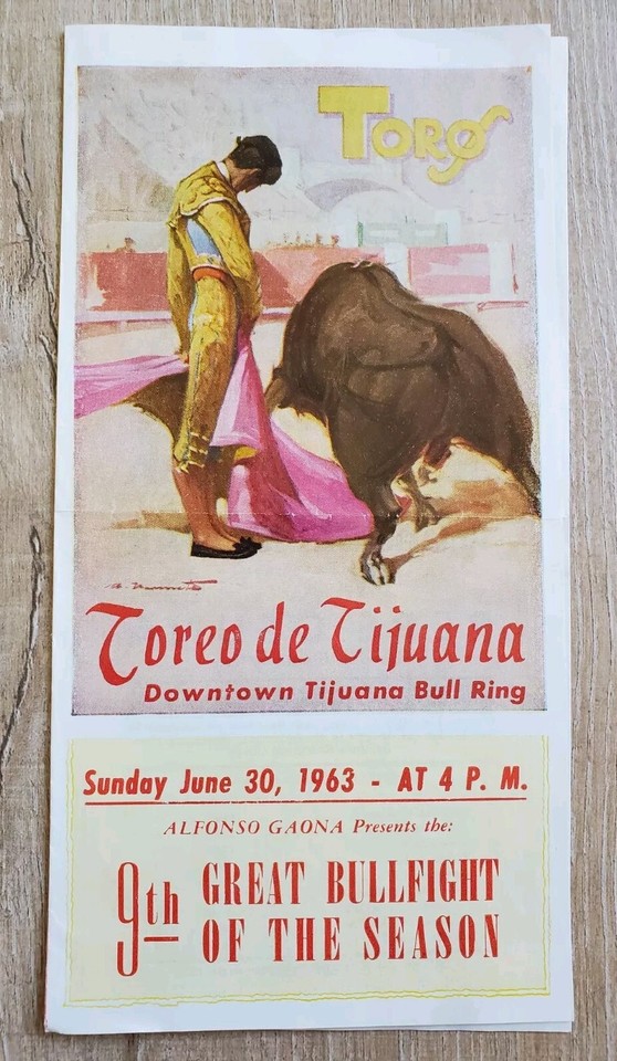 TOREO DE TIJUANA 1963 Advertisement & Postcard Bull Fighting Mexico ...