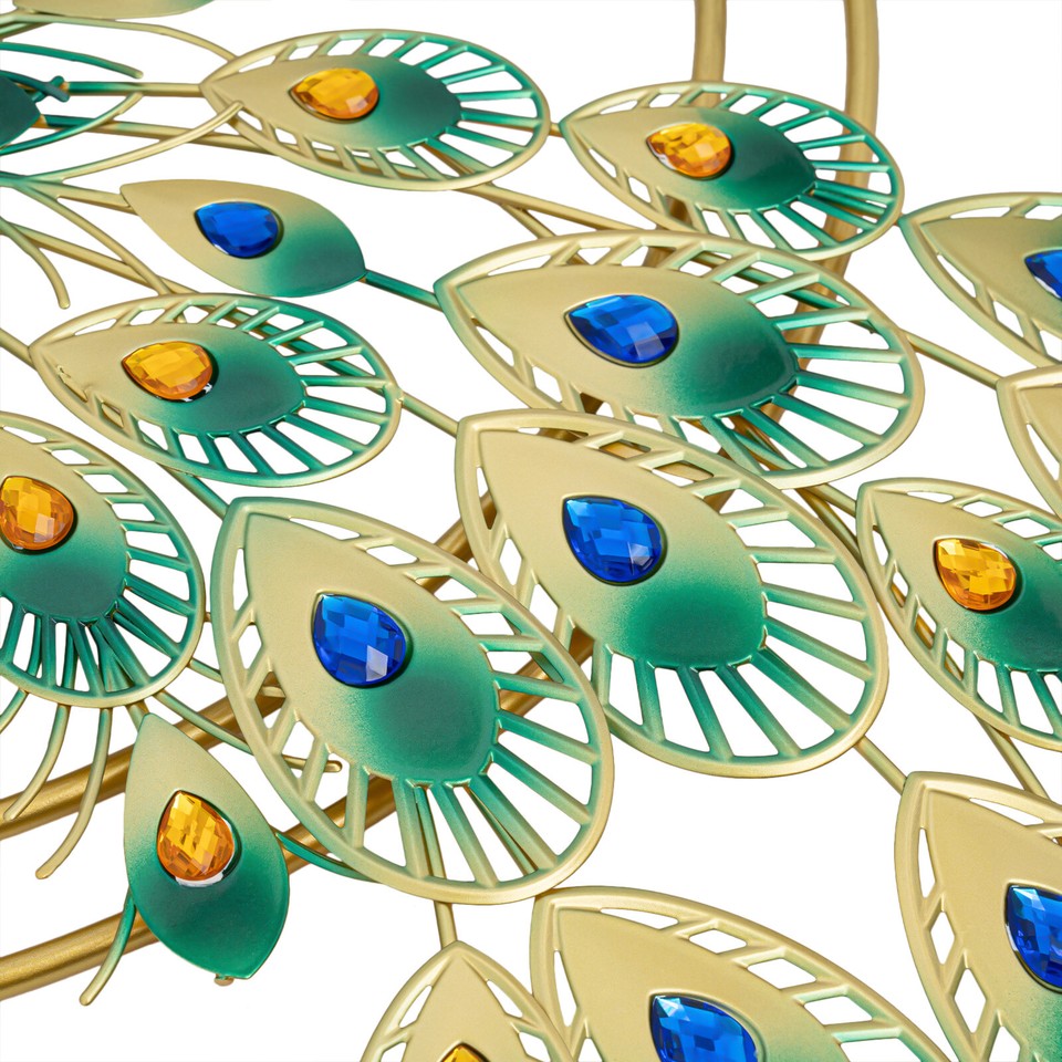 36.6" Luxury Peacock Large Wall Clock 3D Metal Living Room Wall Watch ...