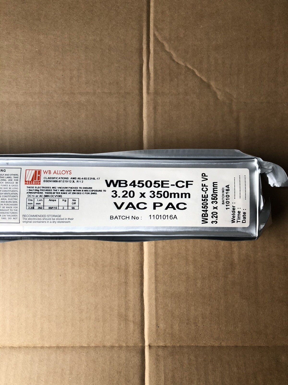 WB Alloys Electrodes WB4505E-CF 3.2x350mm VAC PAC WB Welding rods 2kg ...