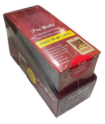 25 PRO SAFE 35pt MAGNETIC Sleeved Card Holder Case One-Touch UV Diamond ...