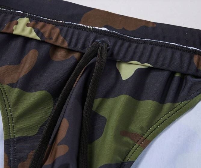 New Men's Sexy Army Green Camo Low Rise Bikini Swim Brief w/Contoured ...