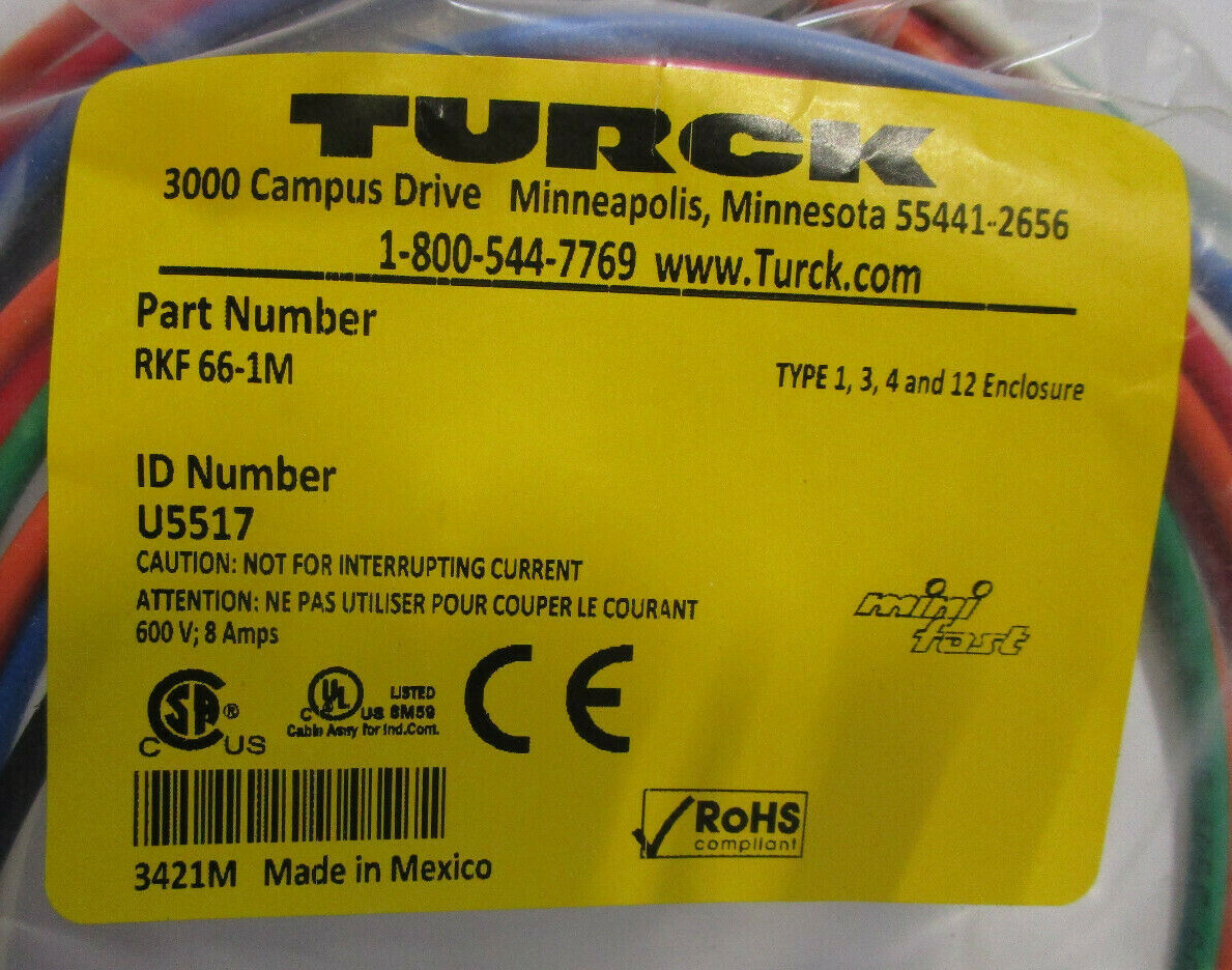 New TURCK RKF 66-1M / RKF661M 6 Wire Connector Plug 1PCS | eBay