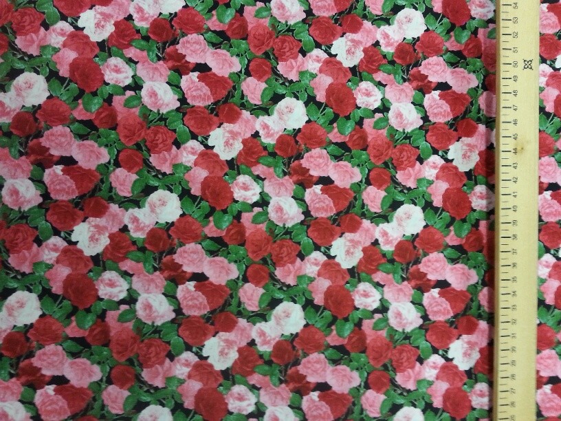 ROSE FLOWER BUSH FABRIC 100% COTTON METRE MATERIAL CUSHIONS FLOWERS ...