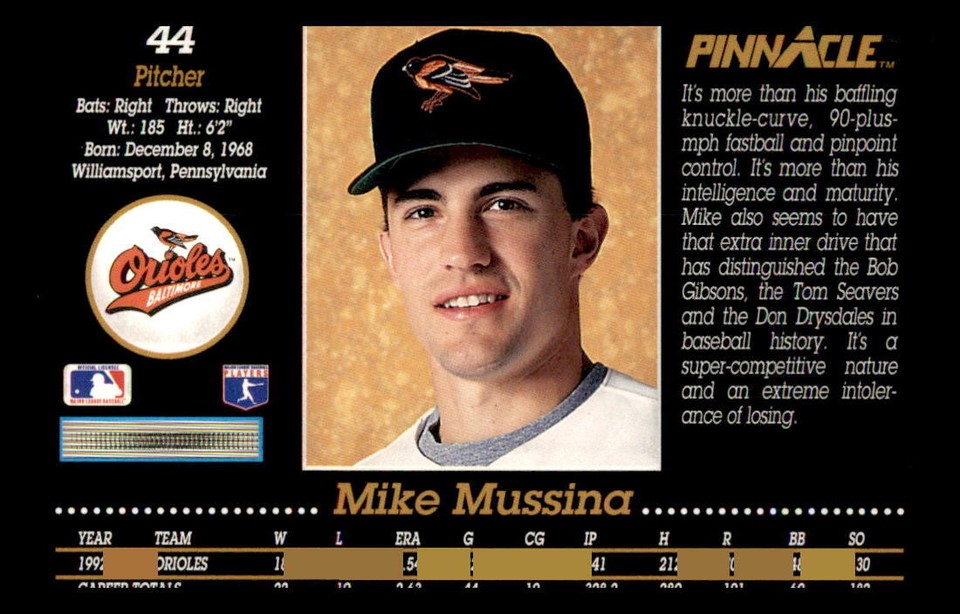 1993 Pinnacle #44 Mike Mussina Baltimore Orioles | eBay