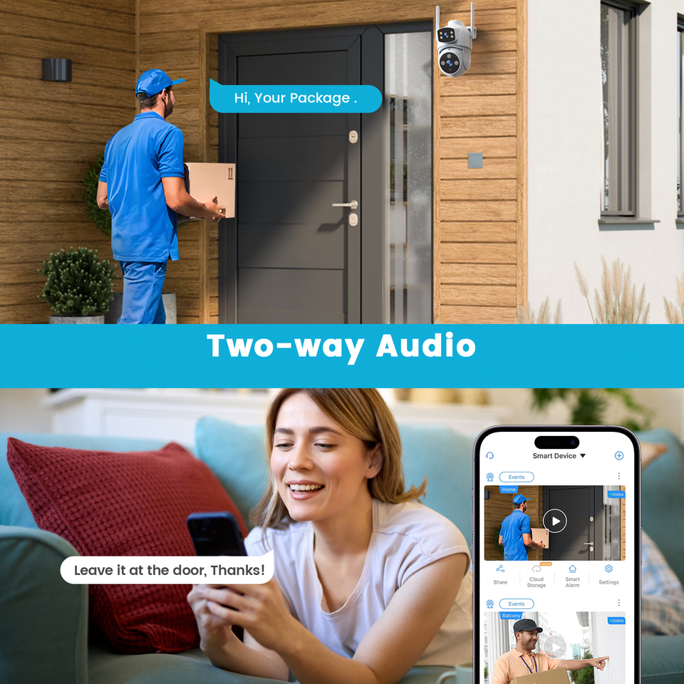 2PK 8MP Dual Lens WiFi Camera 4K HD Wireless CCTV Security Camera Auto ...