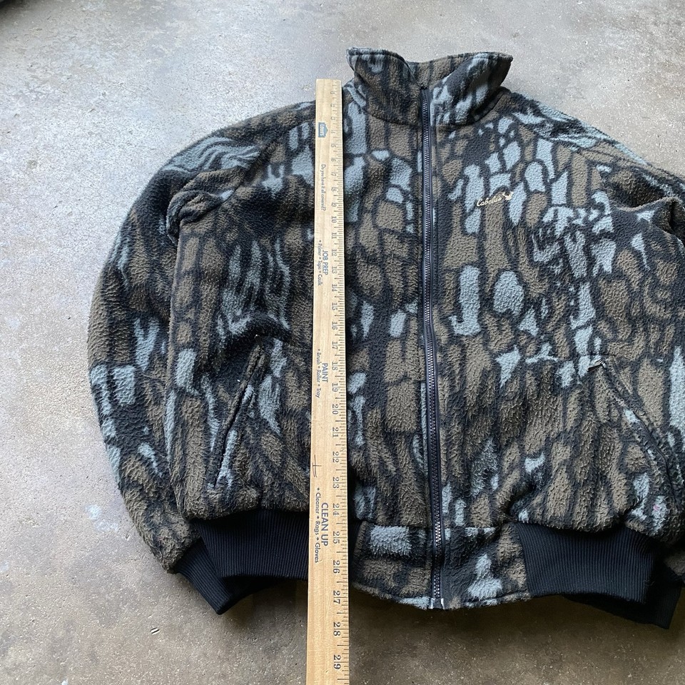 VTG CABELAS Berber Fleece Windshear Full Zip Jacket Outfitter Camo ...