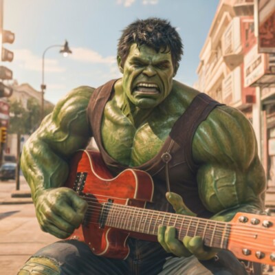 12x 14 Hulk playing guitar orig poster 50lb wt paper frameable | eBay