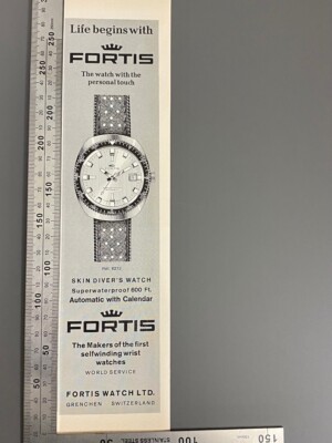 Fortis Ref. 6212 Skin Diver 600ft Original Vintage Werbung 1966 Reklame ...