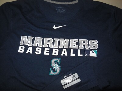 Nike Seattle Mariners Athletic T Shirt Baseball Blue MLB Dri Fit Men's ...