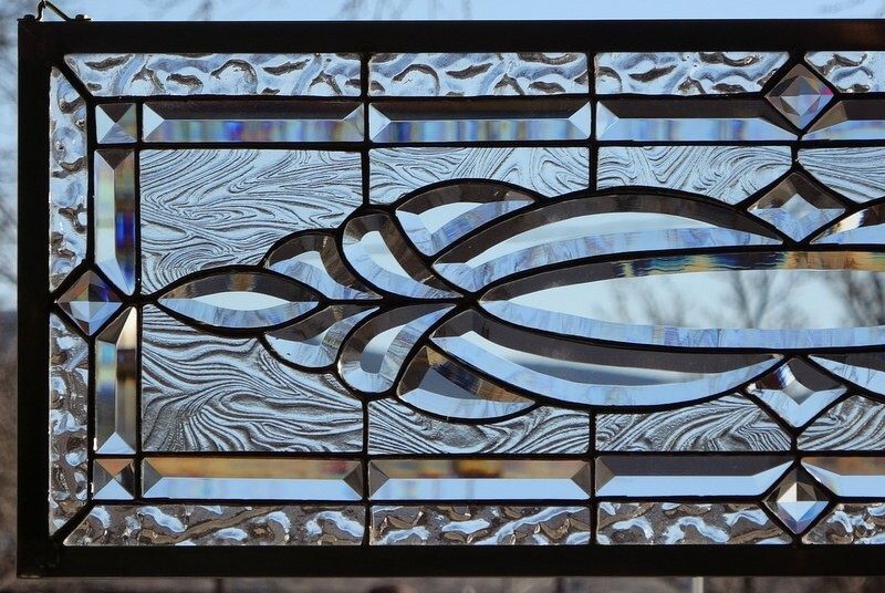 Stained Glass Transom window HANGING PANEL 34 3/4 X 13 1/4 incl hooks ...