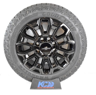 4 NEW 22” Factory OEM Black Wheels Rims Tires Chevy Silverado 2500 3500 ...