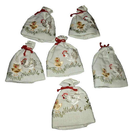 NEW Sander Embroidered Easter Chicks RARE Egg Warmer Cover Linen Lot of ...