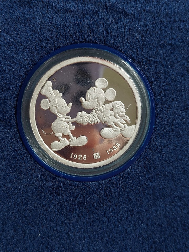 Disney 1988 Mickey Mouse 60 Years With You Commemorative Proof Silver ...