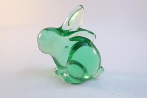 Enesco 1990 Green Rabbit Bunny Glass Animal Figurine Statue Sculpture 4 ...