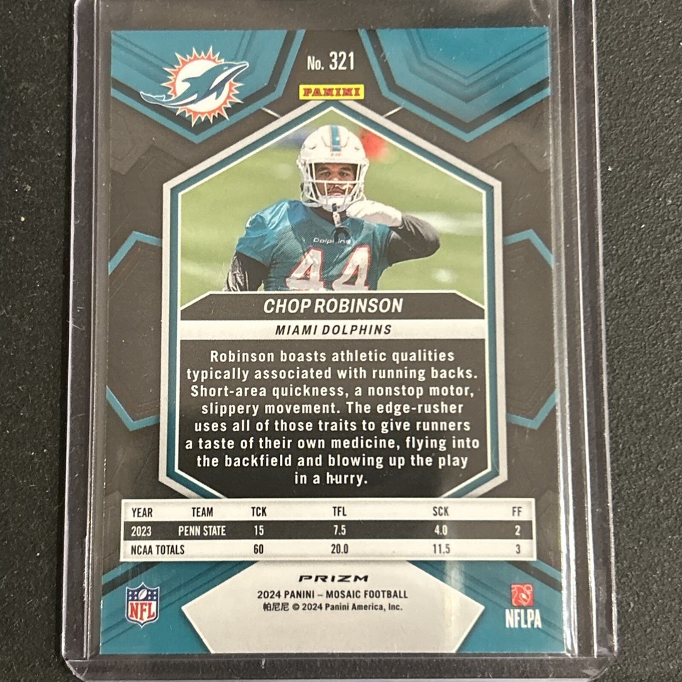 Chop Robinson Rookie Red Mosaic Hobby Exclusive Miami Dolphins 2024 ...