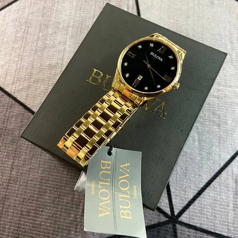 Bulova Diamond Men's Black Watch - 97D108 for sale online | eBay