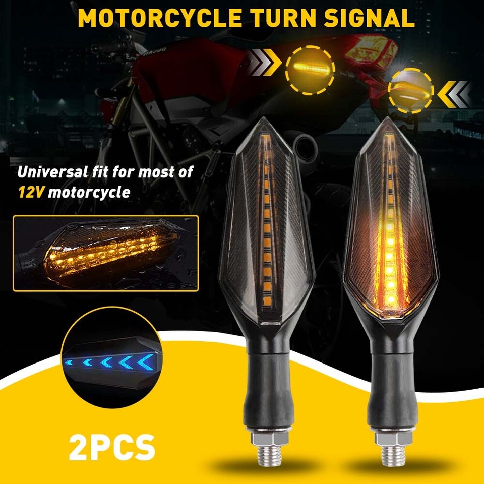 LED Motorcycle Turn Signals Driving Amber Light Universal Brake Lamp ...
