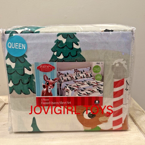 RUDOLPH THE RED NOSED REINDEER QUEEN SIZE FLANNEL SHEET SET 4 PIECE NEW ...