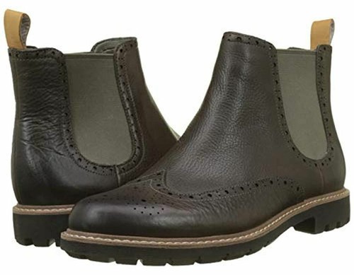 Clarks Mens * Batcombe Top Taupe Lea - Brogue Black Chelsea Boot * UK 7 ...
