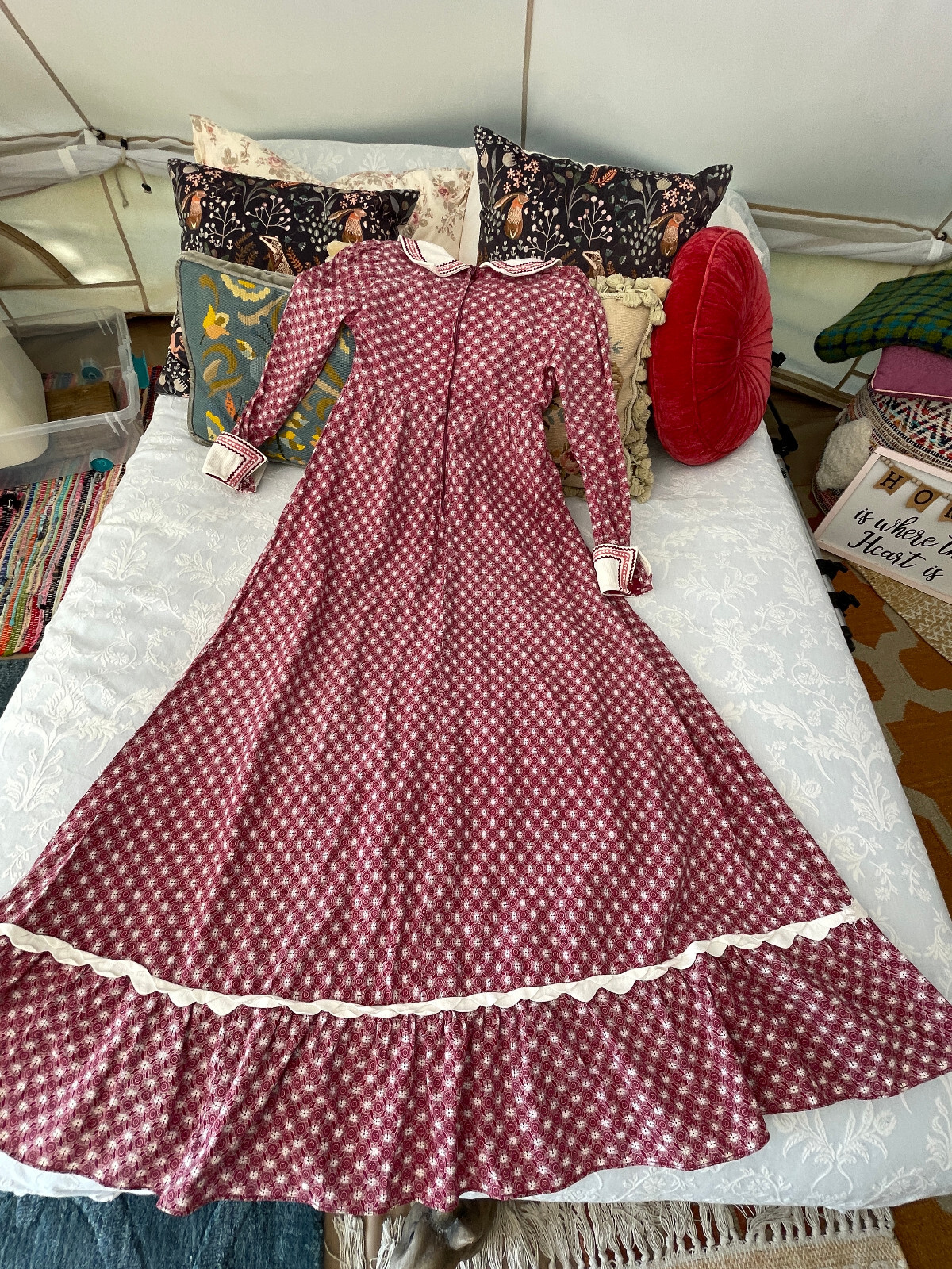 Wounded Bird GUNNE SAX Black Label Red Cotton Calico Hippie Maxi Dress ...