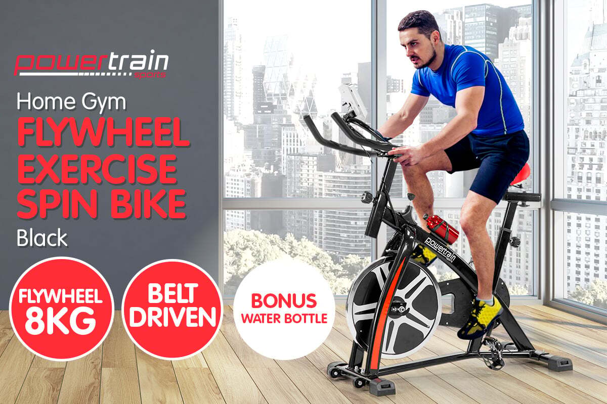 POWERTRAIN HOME GYM EXERCISE BIKE SPIN FLYWHEEL TRAINING FITNESS ...