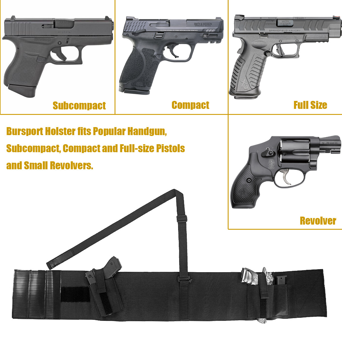 Concealed Carry Gun Chest Holster 2-in-1 Waist Band Pistol Shoulder Gun ...