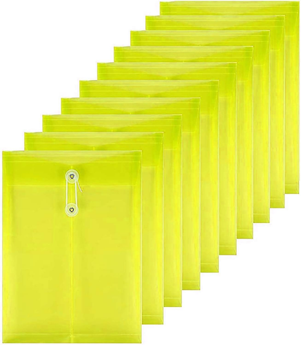 10 Pack Clear Blue Plastic Poly String Envelope with Expandable Gusset ...