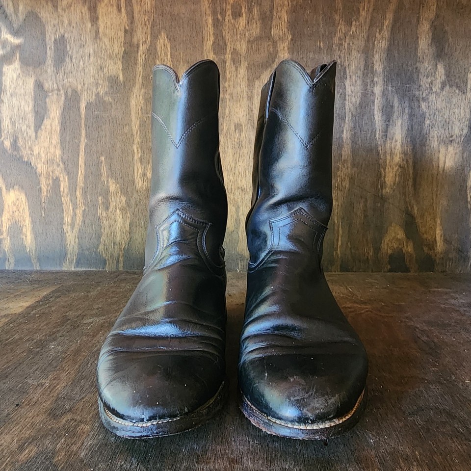 Justin Ropers 3133 Men's Black Cowboy Boots Size 9.5D | eBay