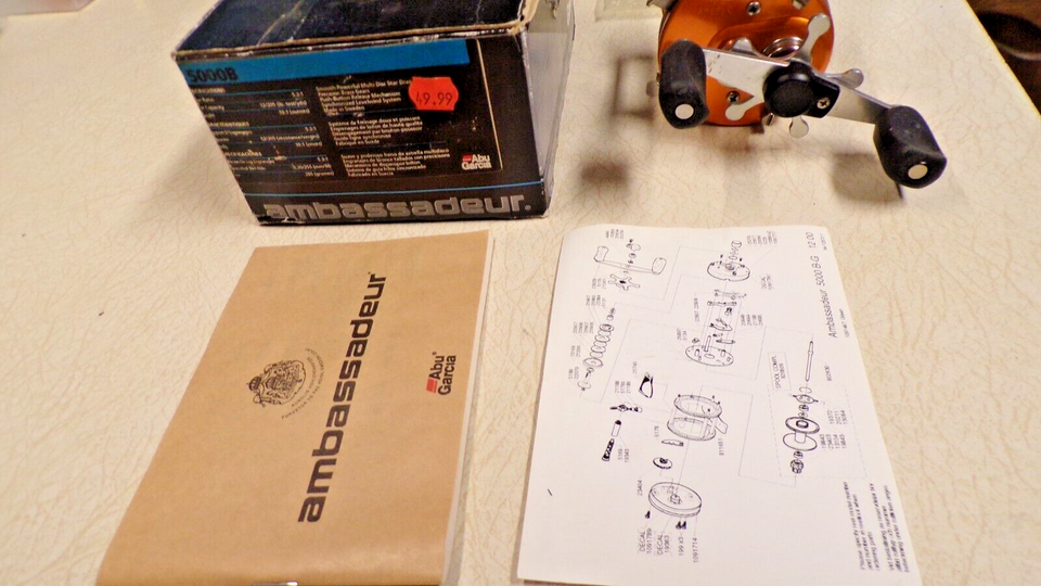 ABU GARCIA AMBASSADEUR FISHING REEL W/ BOX - RARE 5000-B - REEL WORKS ...