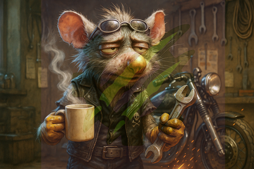 Motorcycle Rat Mechanic Garage Coffee Print – Funny Biker Wall Art 12 x ...