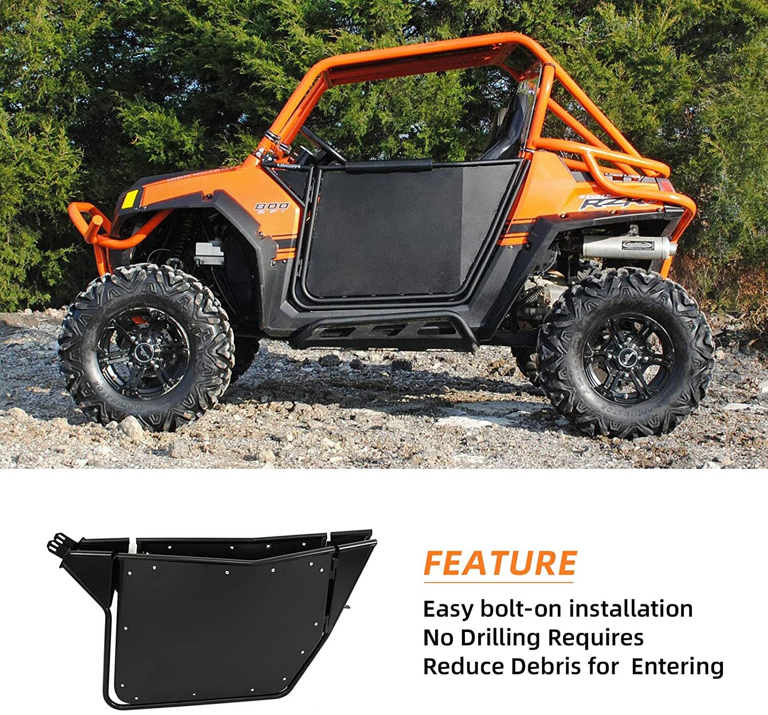 2008-2014 Polaris RZR 800/ S 800/ XP 900/570 2 Door Black Metal Doors ...