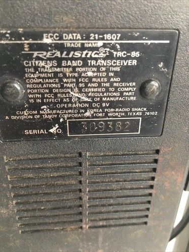 Vtg REALISTIC 3-CHANNEL 300mW WALKIE TALKIE RADIO TRC-85 Transceiver ...