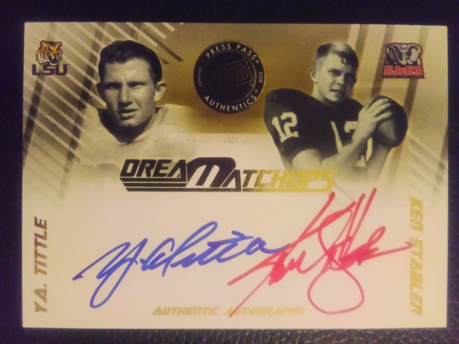 Ken Stabler Alabama Crimson Tide 2008 Press Pass Legends / Y.A. Tittle ...