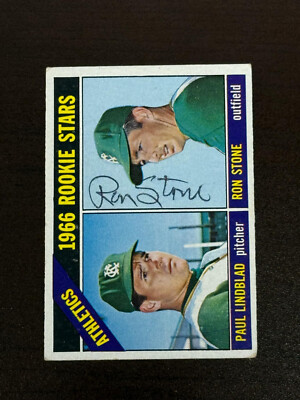 RON STONE SIGNED AUTOGRAPHED 1966 TOPPS CARD # 588 KANSAS CITY A'S ...