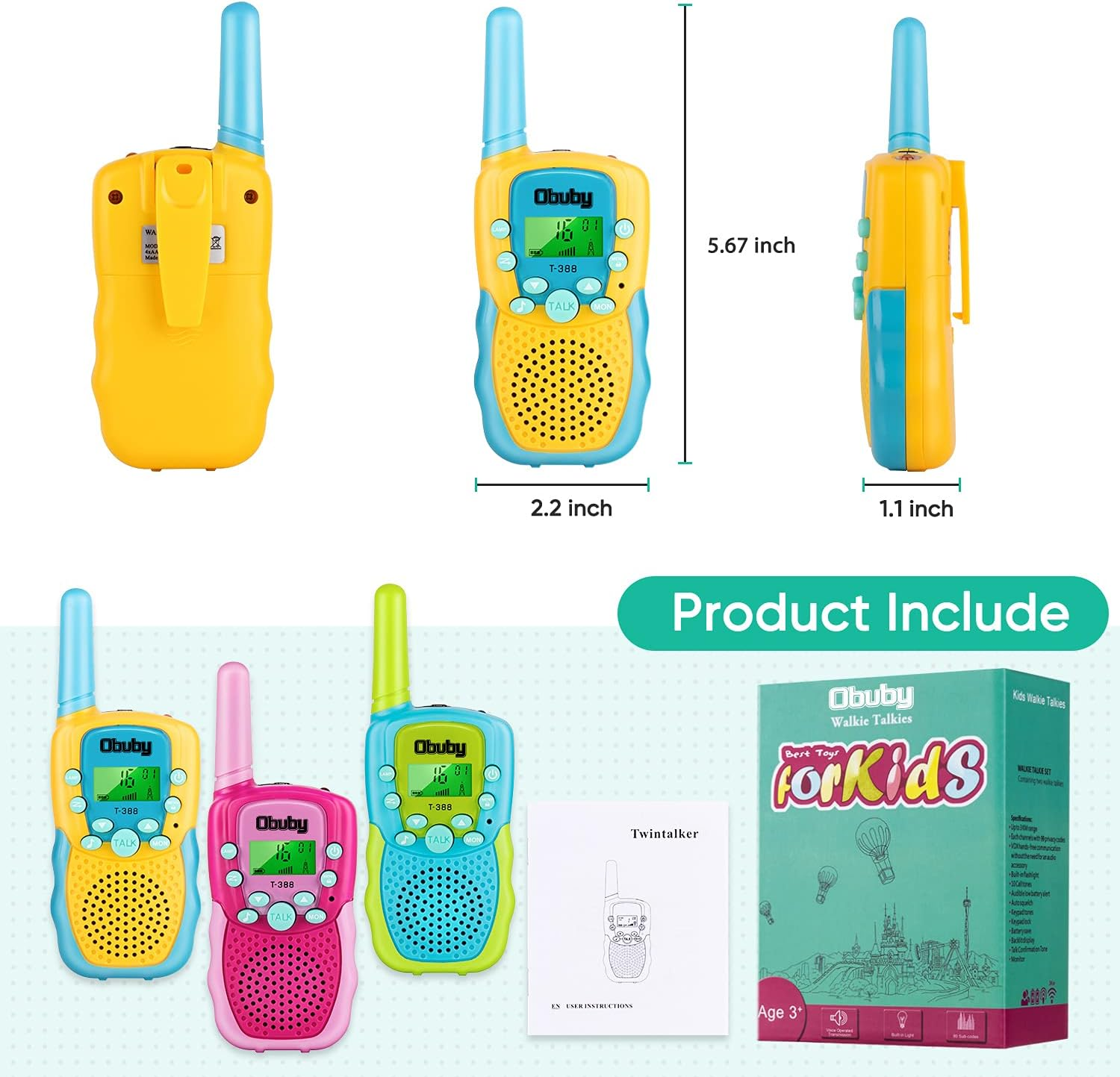 Obuby WT1-3 Two-Way Radio Walkie Talkies for kid Gift Toy for sale ...