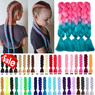 Any Color 24" Braiding Ombre Rainbow 100g Jumbo Braids Hair Extensions ...