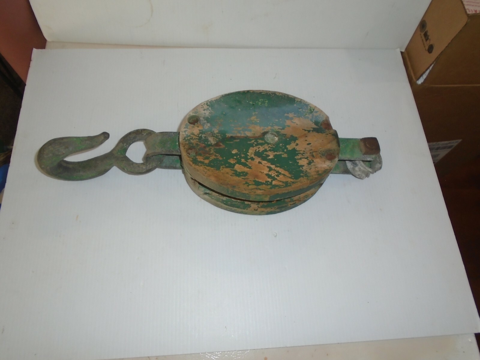 Vintage Wood & Metal Single Block Tackle Pulley Hoist Primitive. | eBay