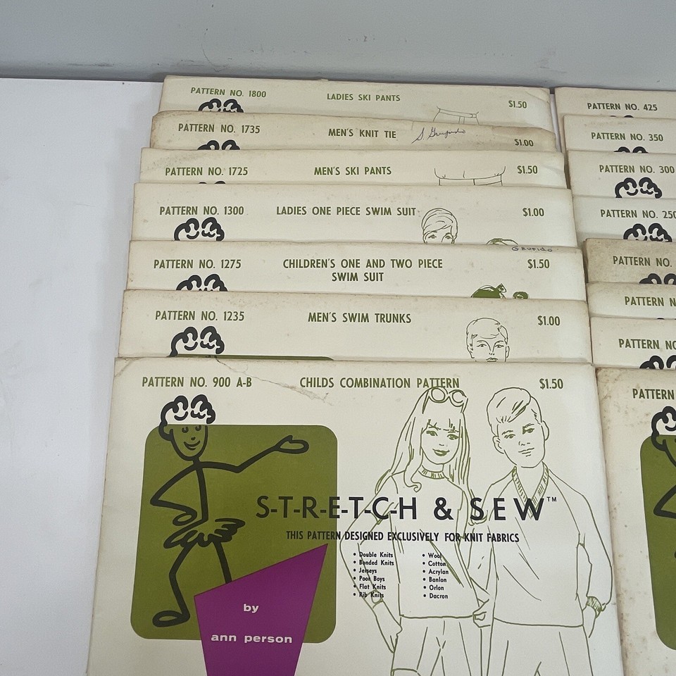 LOT OF 14 NEW UNCUT SEWING PATTERNS STRETCH AND SEW ANN PERSON MEN ...