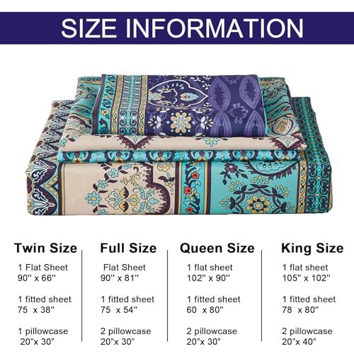 Boho Sheets Set Size(4PCS) Bohemian Bedding Colorful Striped Queen Boho ...