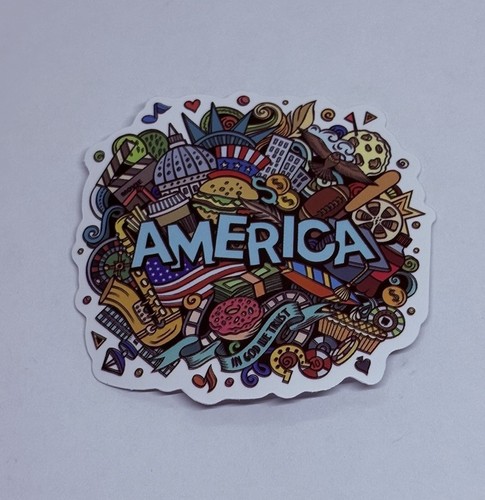 USA America Collage Sticker Cultural City Tour Art Decal Vinyl Souvenir ...
