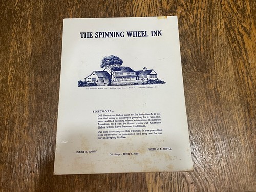 The Spinning Wheel Inn Restaurant Menu Redding Ridge Connecticut CT ...