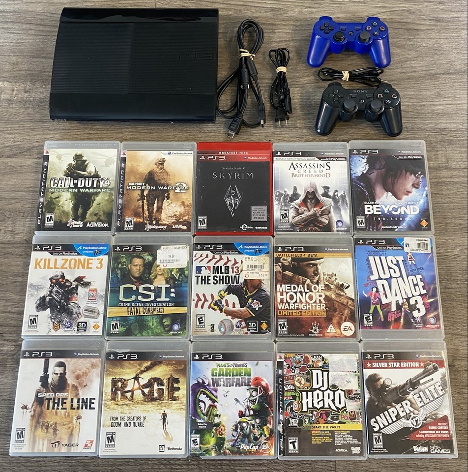 Sony Playstation 3 PS3 Super Slim 500GB + 15 PS3 Games + PS3 Controller | eBay